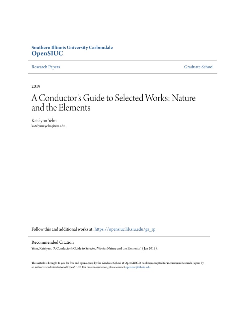A Conductors Guide To Selected Works - Nature and The Elements | Tempo ...
