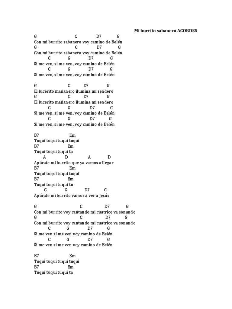 Mi Burrito Sabanero ACORDES | PDF