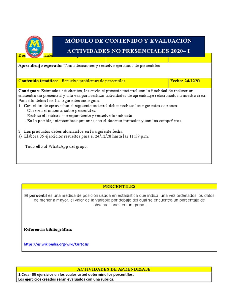 Modulo de Conten.y Eval-Act6-S7-Percentiles | PDF | Cuantil | Cognición
