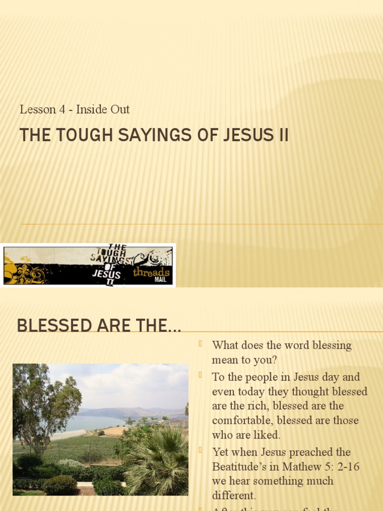 The Tough Sayings of Jesus II - Inside Out | PDF | Jesus | Kingship And ...
