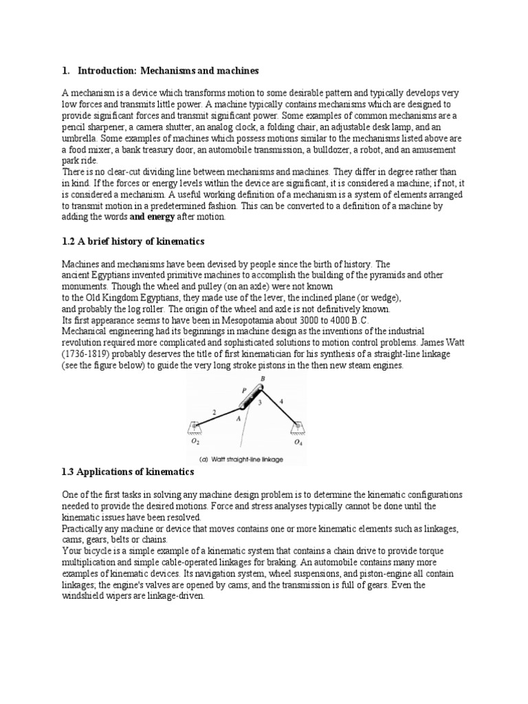 Introduction: Mechanisms and Machines | PDF | Machines | Kinematics