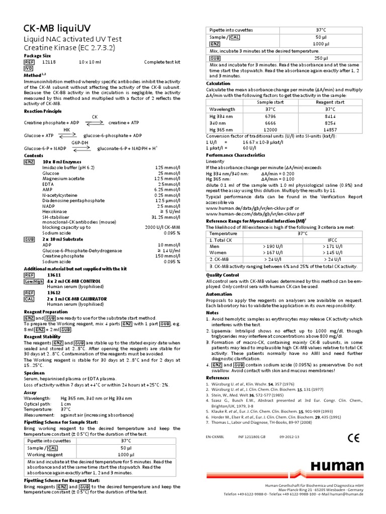 CK-MB Liquiuv: Liquid Nac Activated Uv Test Creatine Kinase (Ec 2.7.3.2 ...