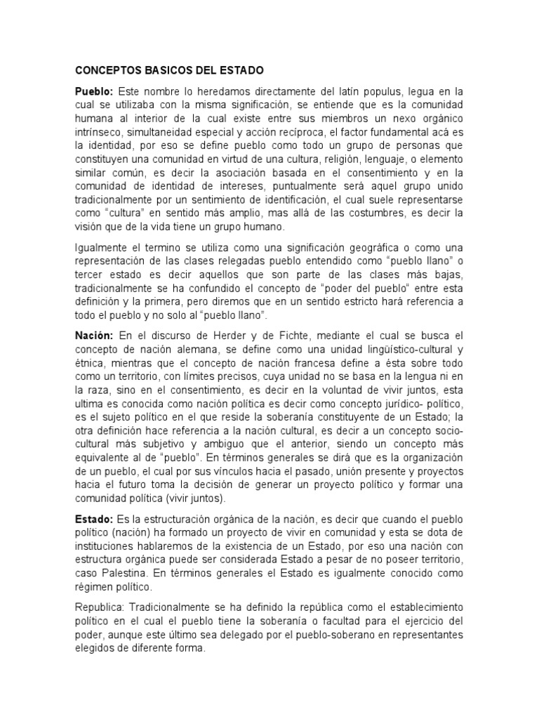Conceptos Basicos Del Estado | PDF | Soberanía | Nación