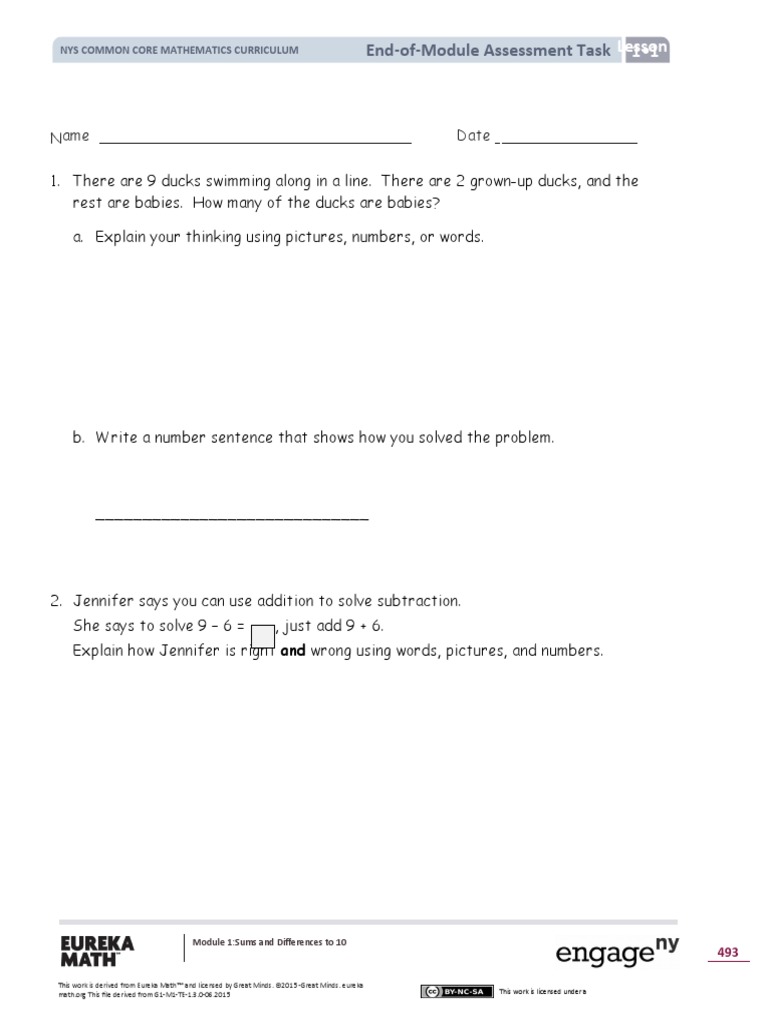 Math g1 m1 End of Module Assessment | PDF | Common Core State Standards ...