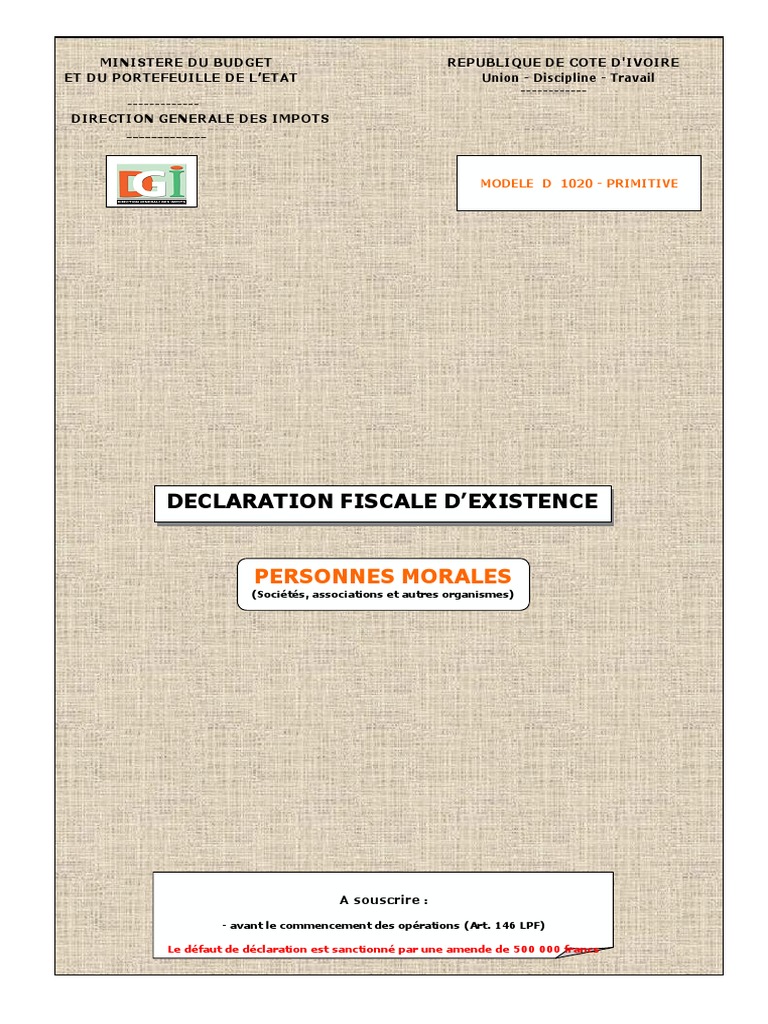 Déclaration fiscale d'existence PME | PDF | Affaires | Droit