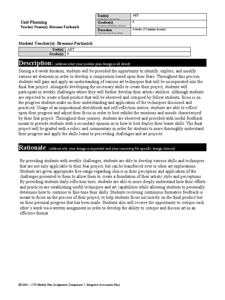 CTF Art Lesson Sequence Draft | PDF | Composition (Visual Arts) | Drawing