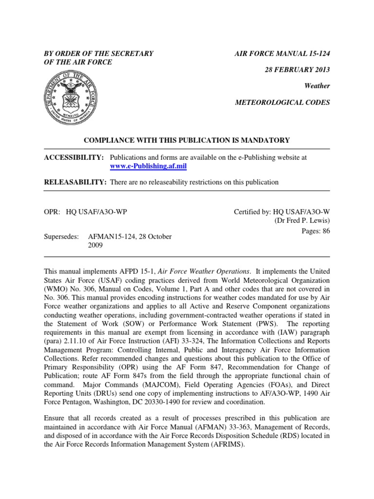 Weather Coding AFMAN15-124 | PDF | Sky | Cloud