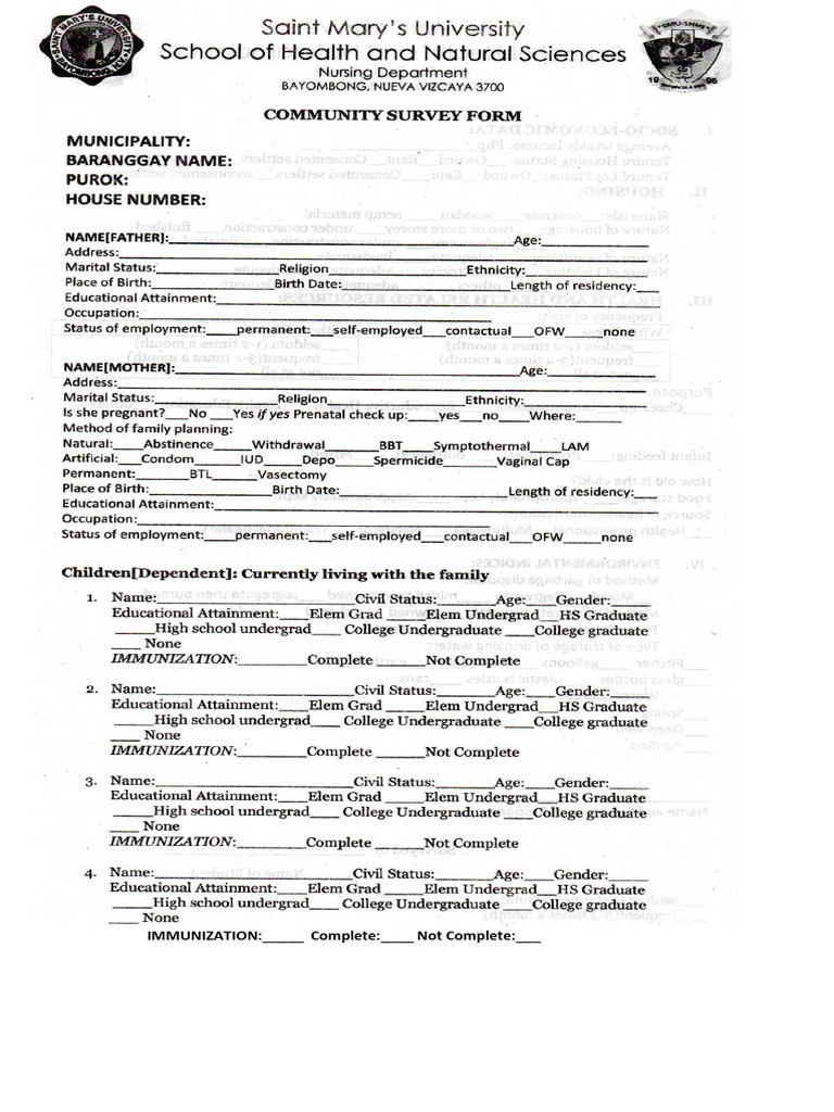 Community Survey Form | PDF