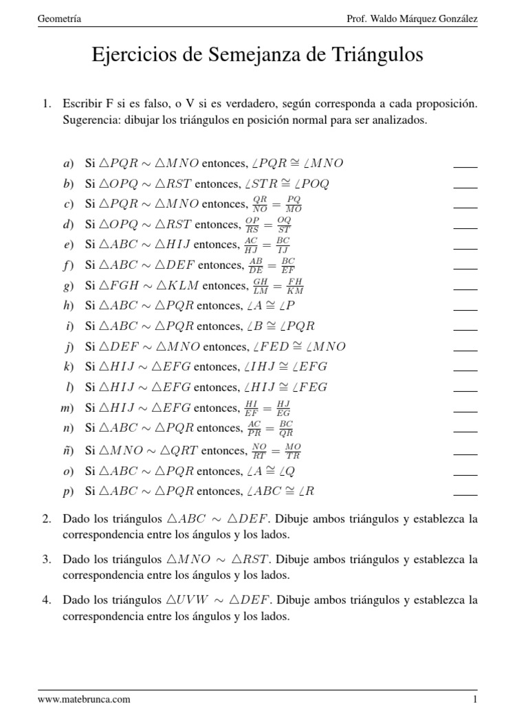 Semejanza de Triangulos | PDF | Triángulo | Geometría triangular