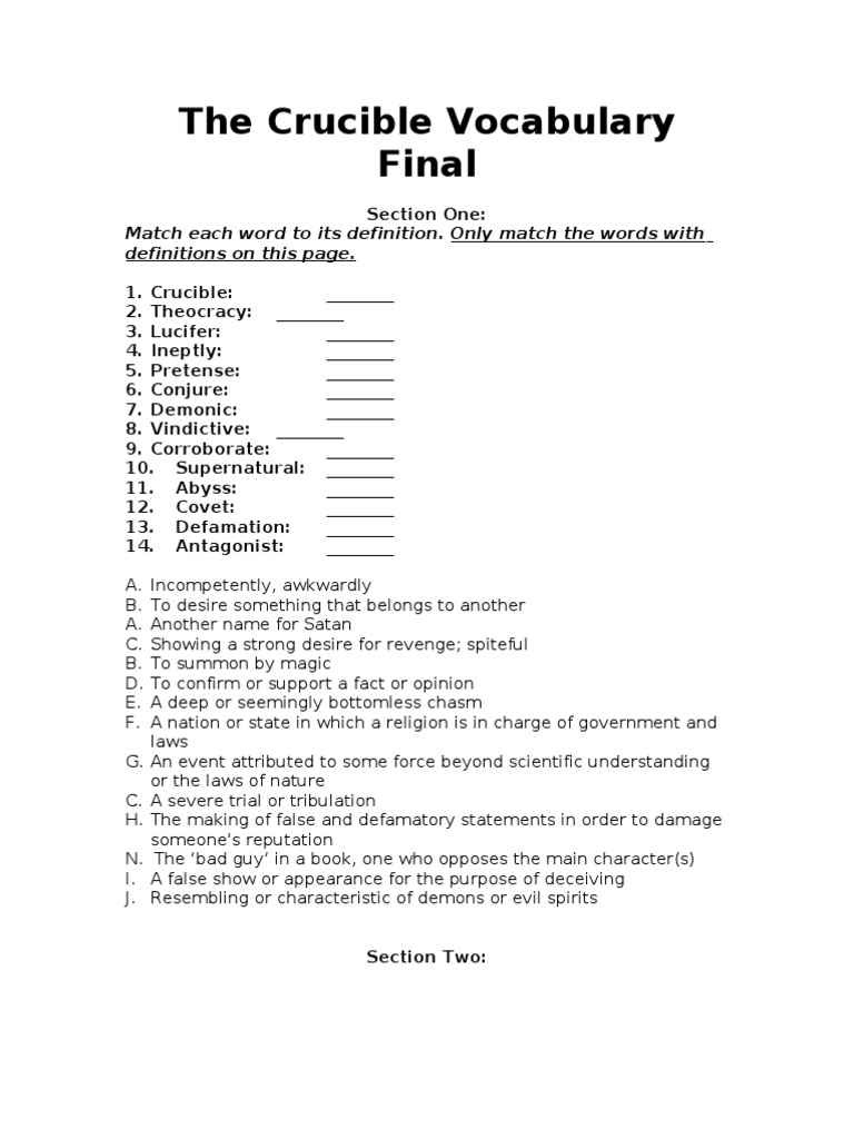 The Crucible Vocabulary Final | PDF