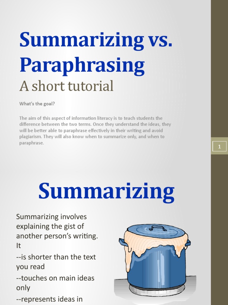 Summarizing vs. Paraphrasing: A PowerPoint | PDF | Cognition ...