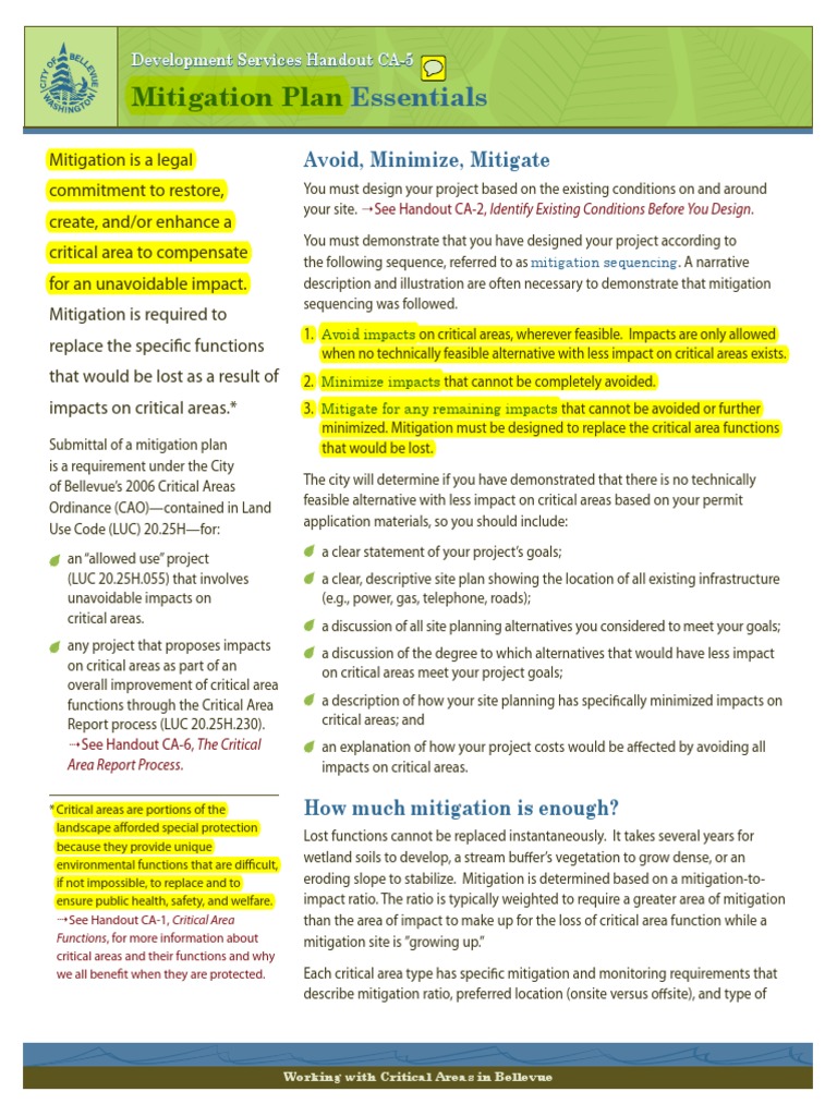 Mitigation Plan Essentials: Avoid, Minimize, Mitigate | PDF | Wetland ...