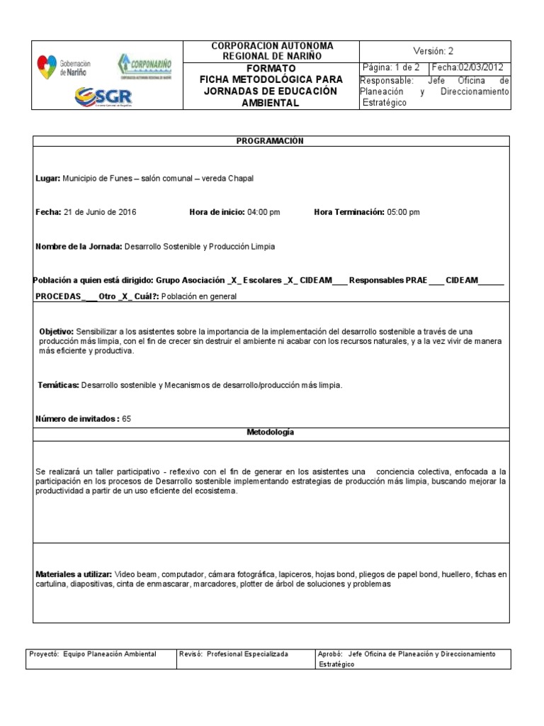 Ficha Metodologica | Descargar gratis PDF | Desarrollo sostenible ...