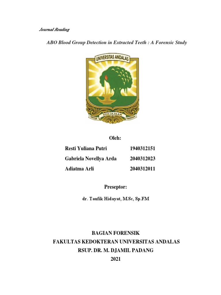 Jurnal Reading Kelompok 2 - Dr. Taufik Hidayat, M.SC, SP - FM | PDF