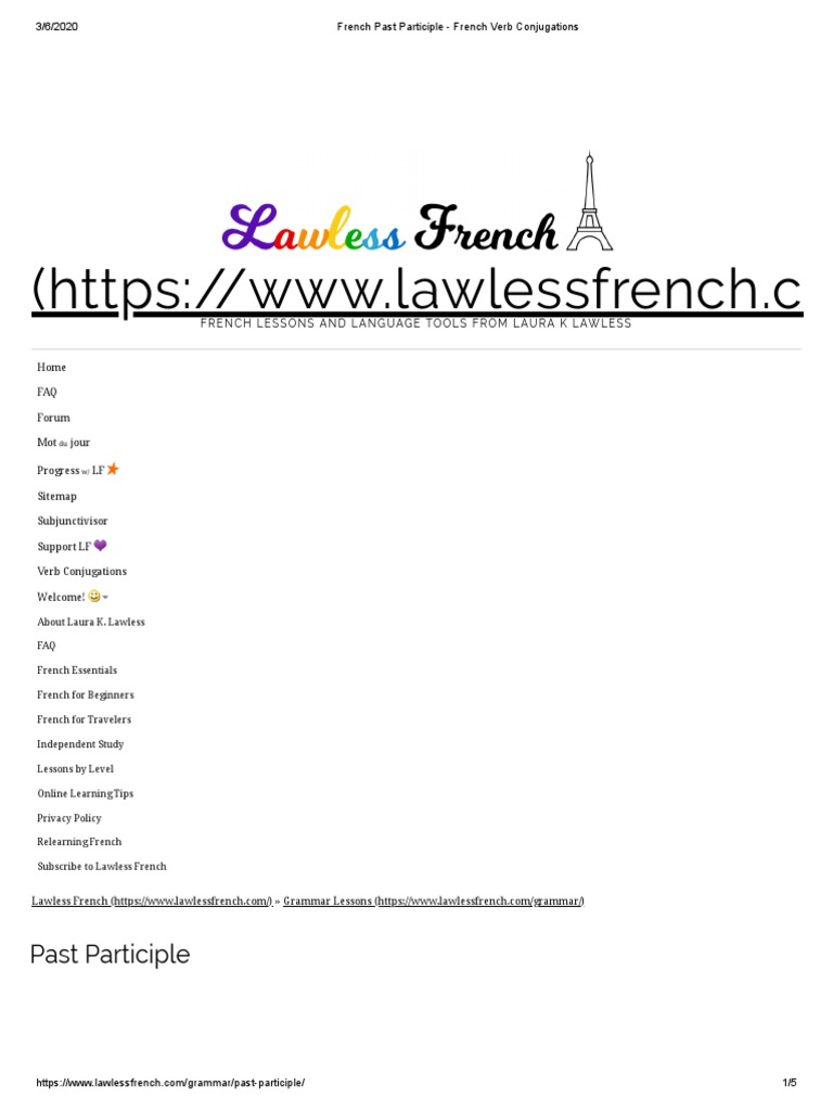 French Past Participle - French Verb Conjugations | PDF | Computers