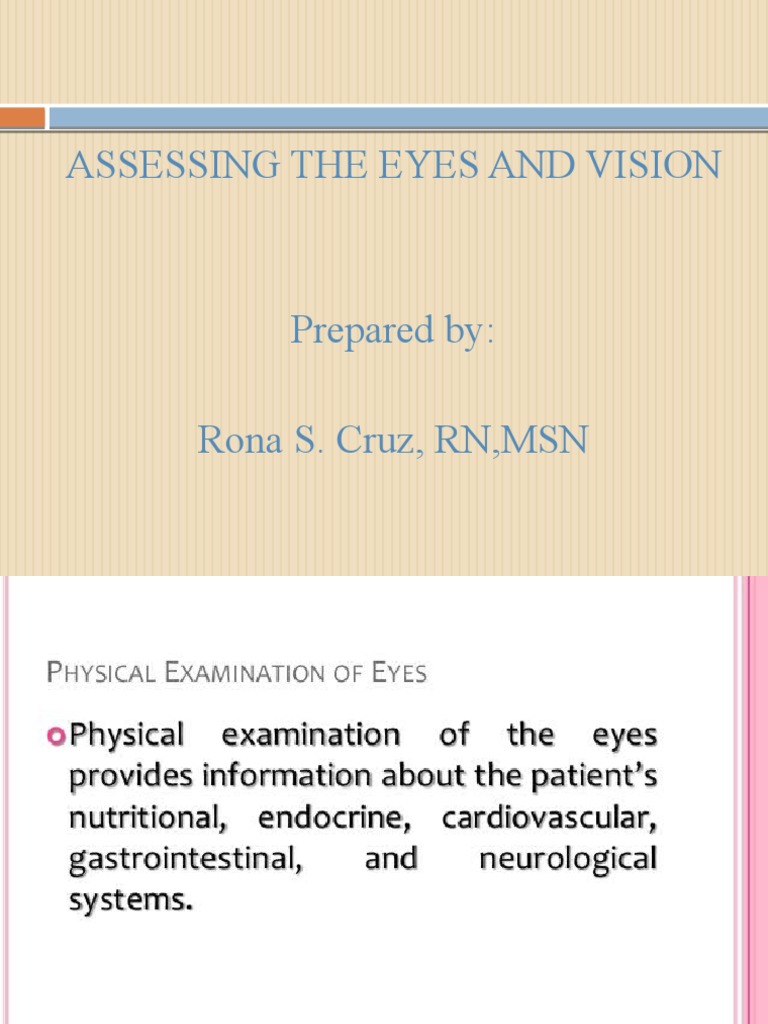 Eye Assessment and Vision Evaluation | PDF | Visual Acuity | Light