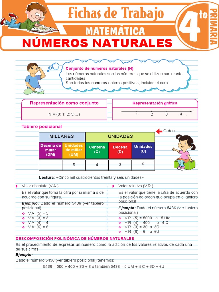 Numeros Naturales para Cuarto Grado de Primaria | PDF | Número natural ...