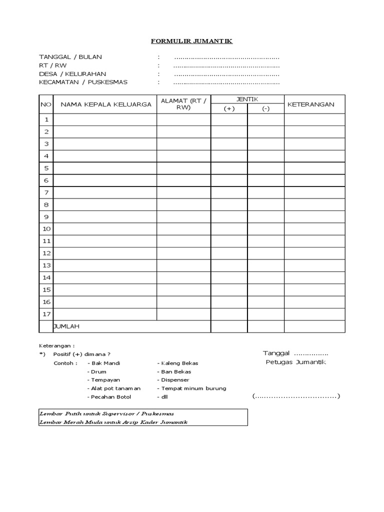 FORM MENCATAT DATA JENTIK DAN ABATESASI | PDF