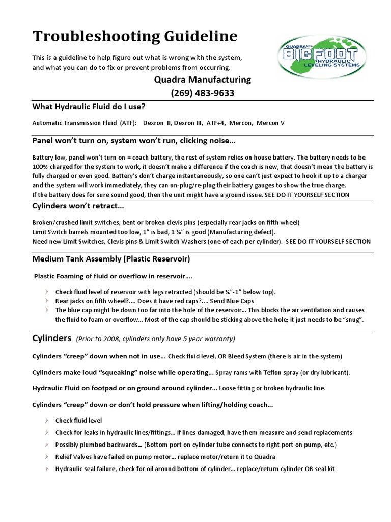Troubleshooting Guideline Troubleshooting Guideline: Quadra ...