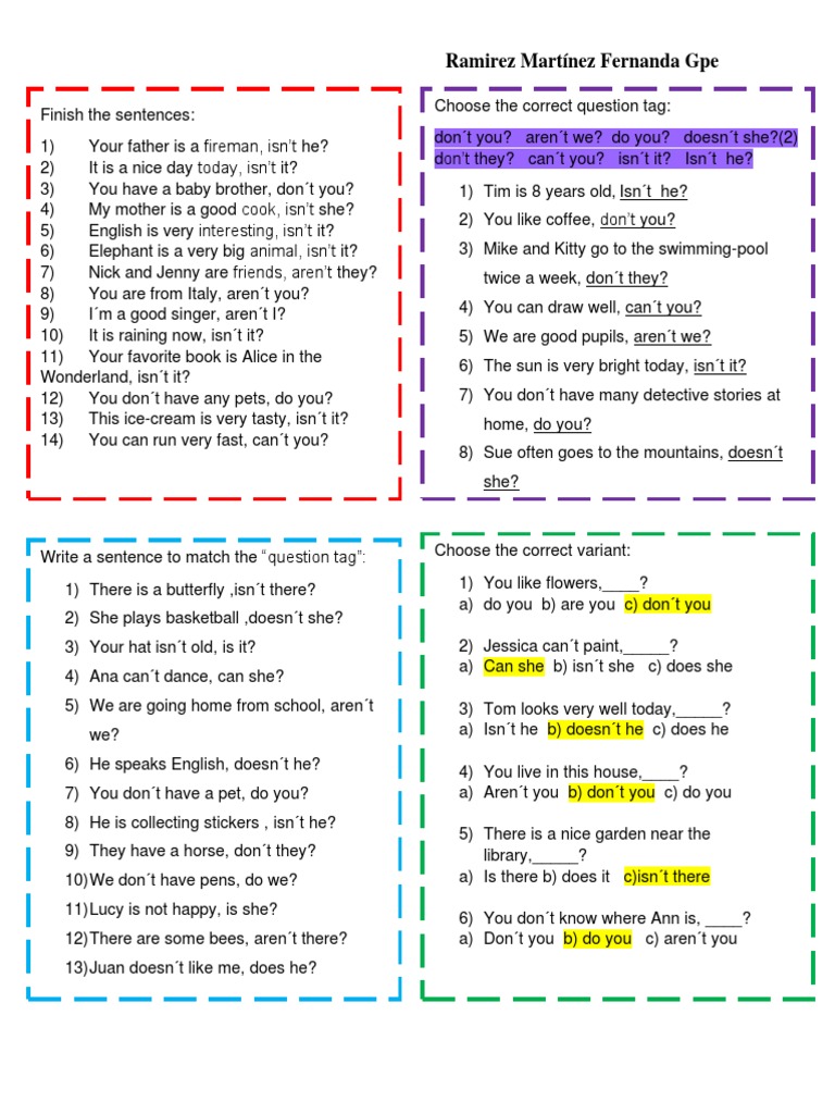 Tag Questions - Exercise - 1 | PDF