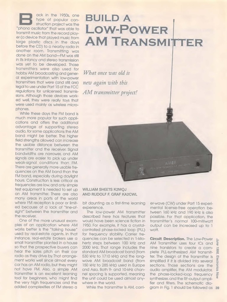 Low Power AM Transmitter | PDF | Amplifier | Transmitter