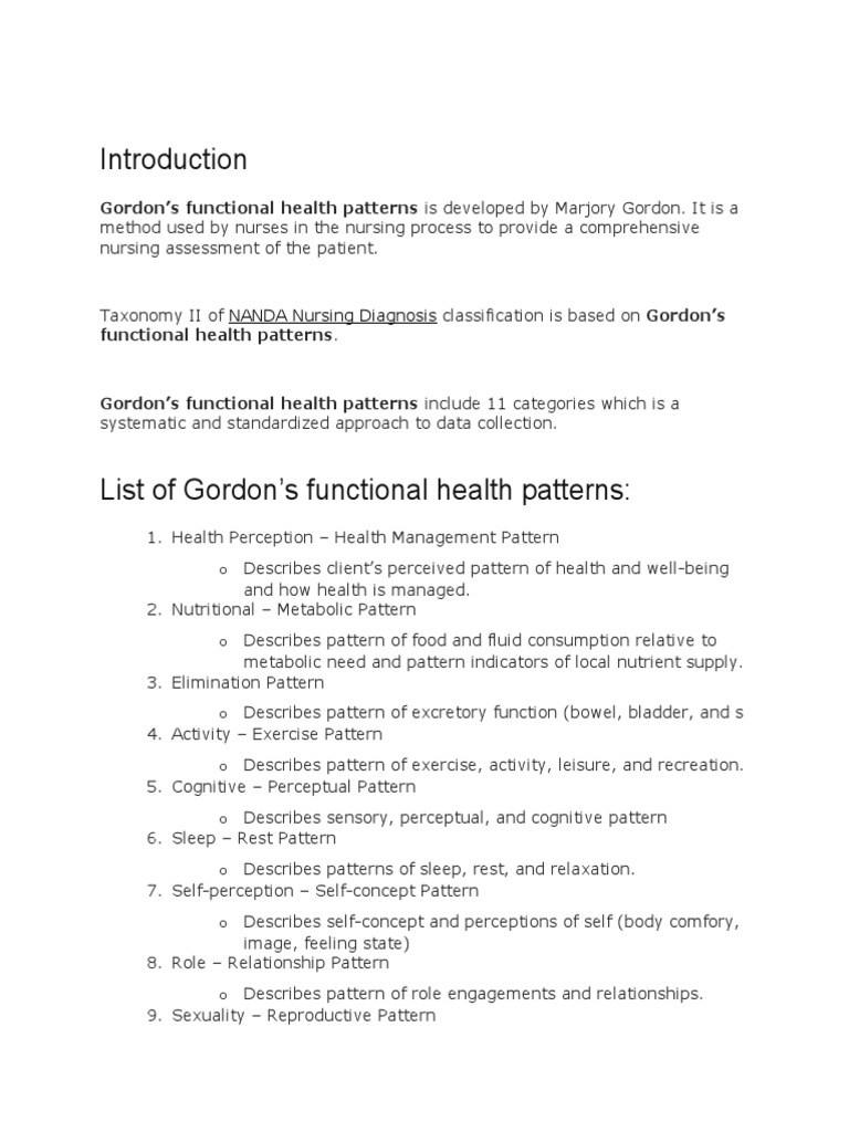 Godon's Functional Health Patterns | PDF | Self-Improvement | Science ...