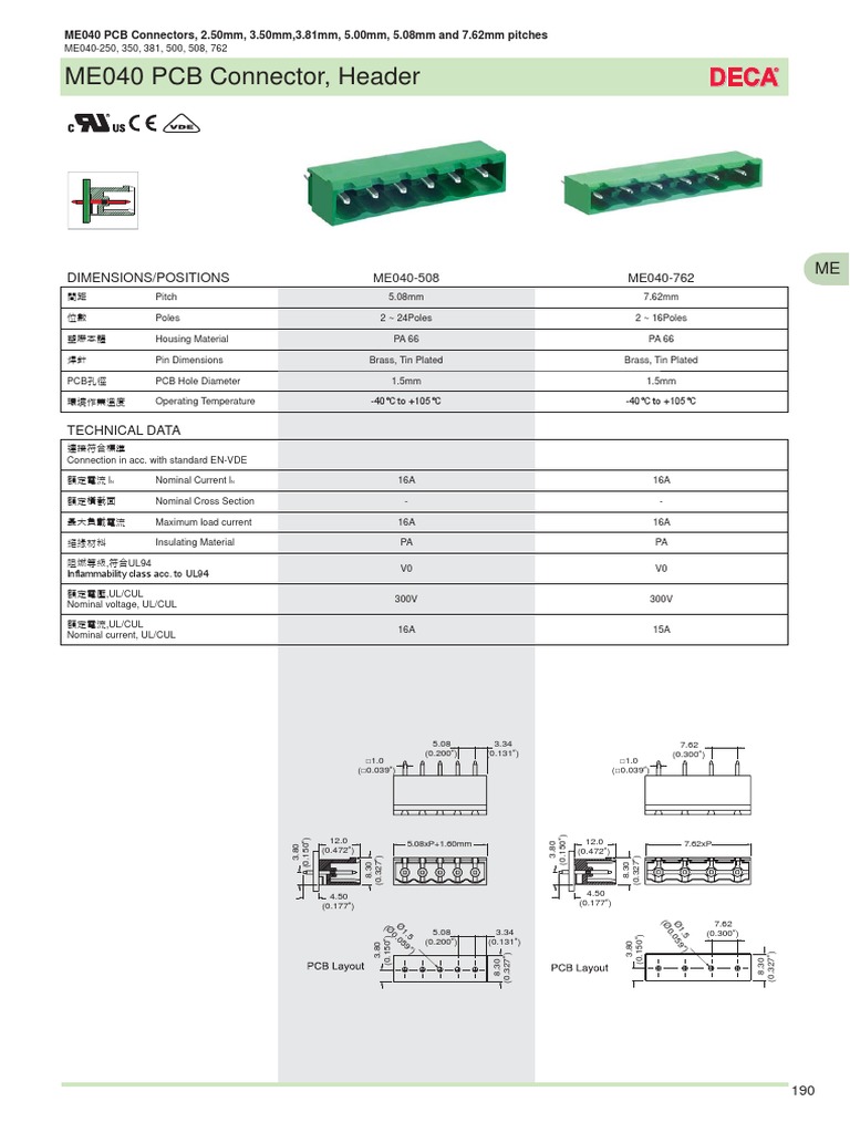 ME040 Deca Connector Specifications | PDF | Printed Circuit Board ...