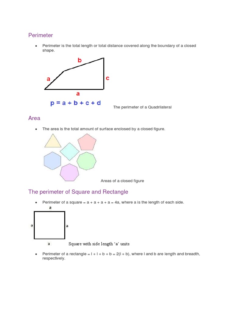 Perimeter: Square With Side Length A' Units | PDF