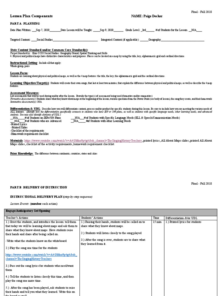 Decker Hook Lesson Plan | PDF | Educational Assessment | Lesson Plan