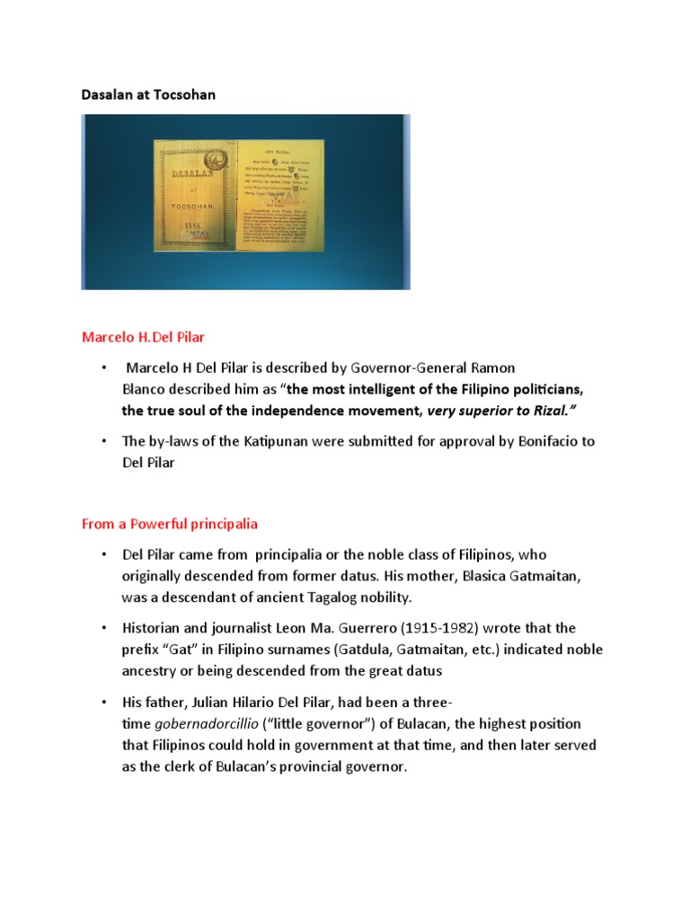 Dasalan at Tocsohan: Marcelo H.Del Pilar | Download Free PDF | Philippines