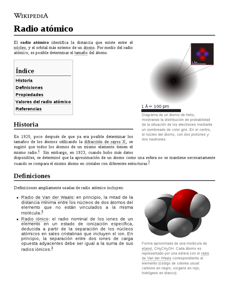 Radio Atómico | PDF | Átomos | Enlace covalente