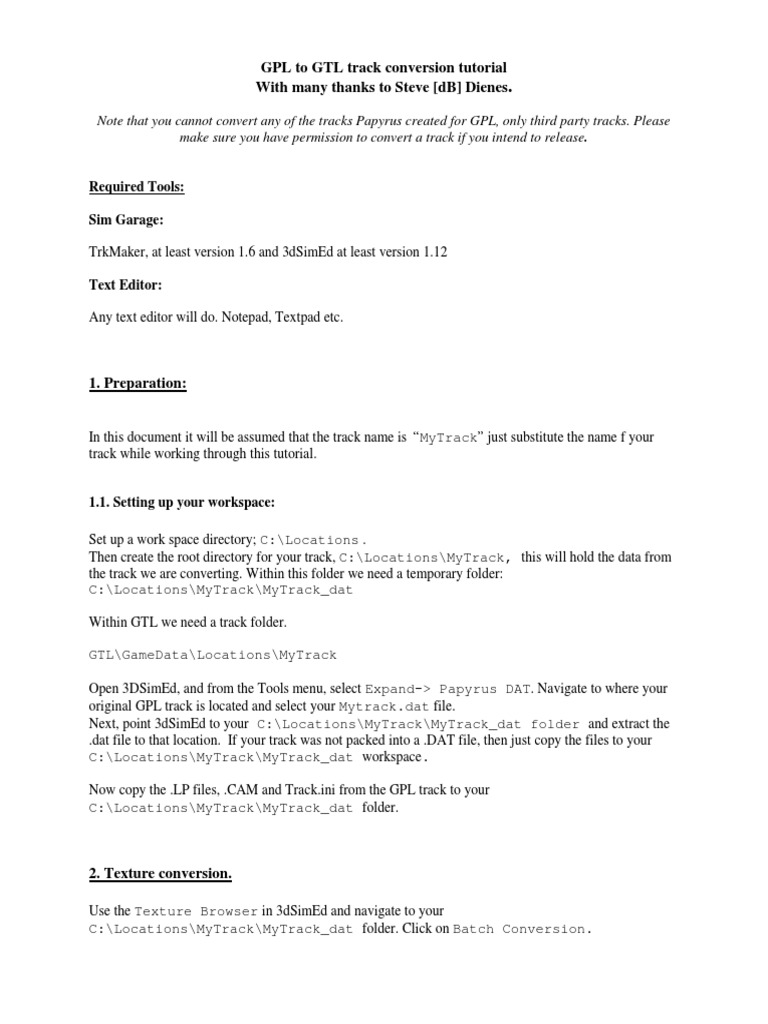 GPL To GTL Track Conversion Tutorial 23nov06 | PDF | Computer File | Computer Data