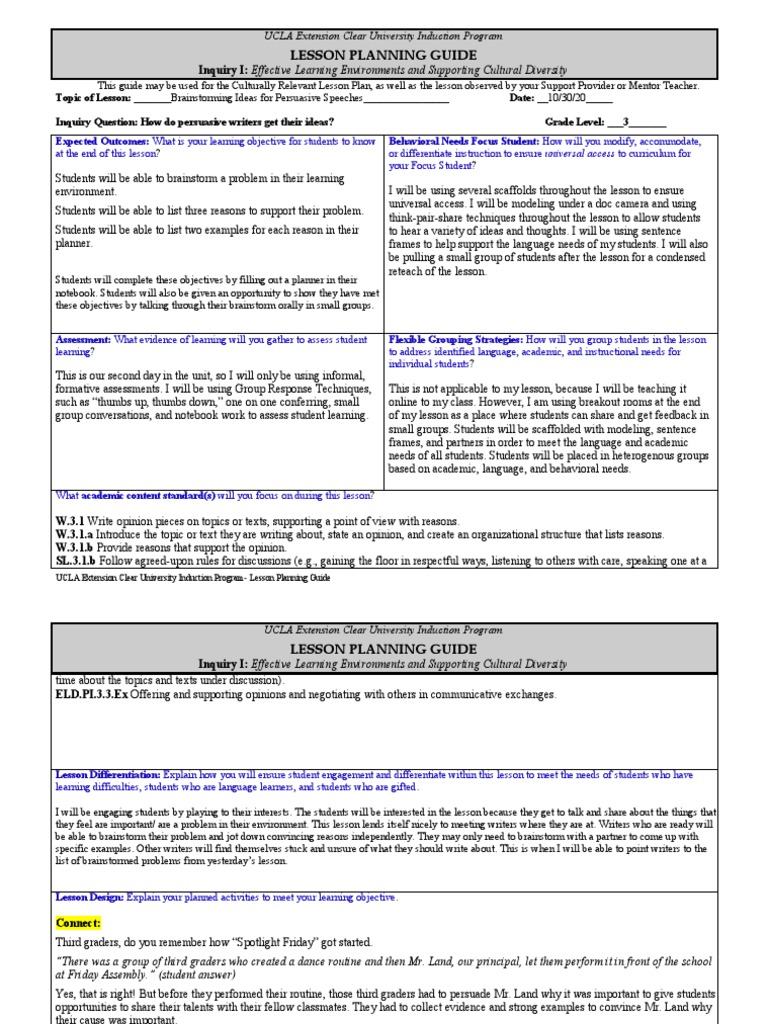 Johnson Aj Final Lesson Plan | PDF | Lesson Plan | Education Theory