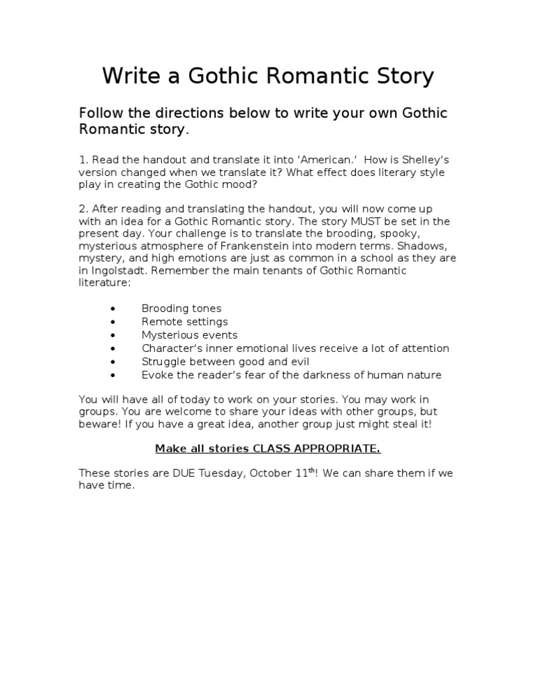 Write A Gothic Story | PDF