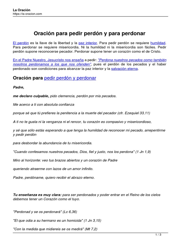 Oracion para Pedir Perdon y para Perdonar | PDF | Perdón | orador del Señor