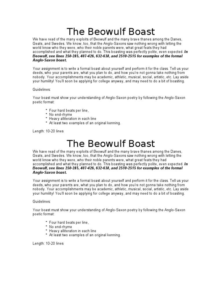 The Beowulf Boast | PDF