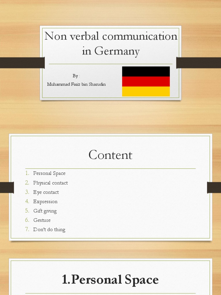 Non Verbal Communication in Germany: By: Muhammad Fariz Bin Sharudin ...