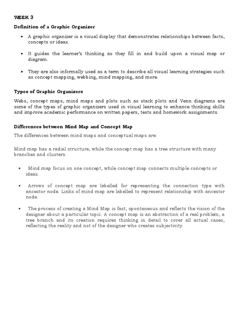 Week 3 Definition of A Graphic Organizer | PDF | Concept | Brainstorming