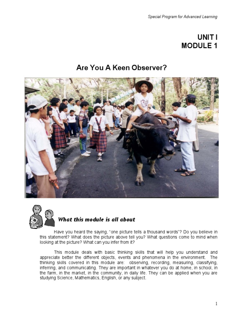 Unit I Are You A Keen Observer?: What This Module Is All About ...