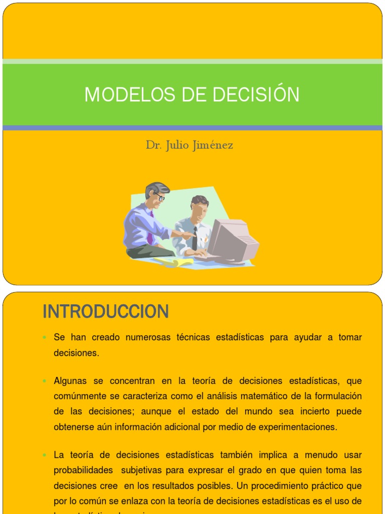Modelos de Decisión | PDF | Teoría de decisiones | Estadísticas