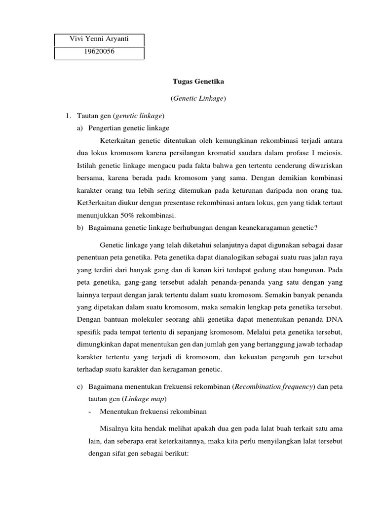 Peta Tautan Gen dan Rekombinasi Genetik | PDF | Sains & Matematika