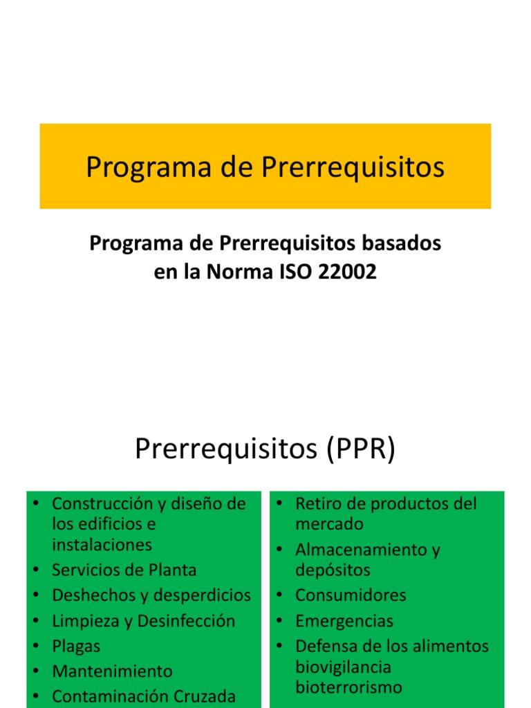 ISO 22002: Prerrequisitos y BPM | PDF | Residuos | Alimentos