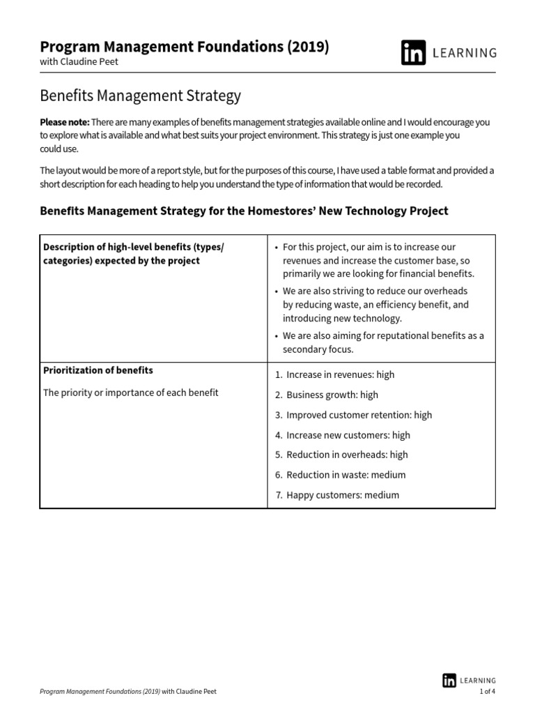 Benefits Management Strategy | PDF | Risk | Business