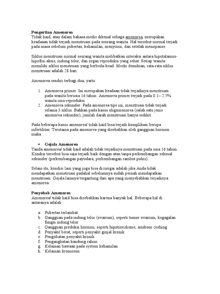 Amenore Hipogonadotropi | PDF