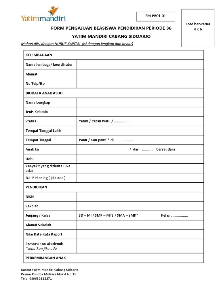 FM-PB01-BP01 Form Validasi Beasiswa Pendidikan | PDF