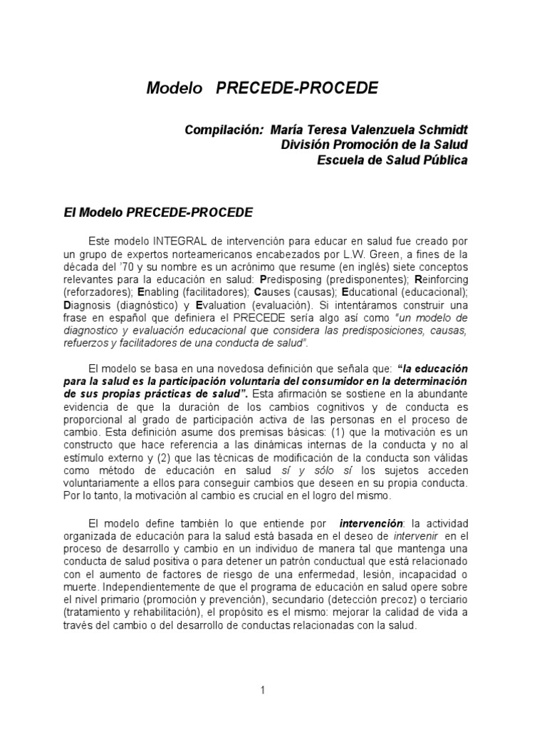 Modelo PRECEDE-PROCEDE en | PDF | Evaluación | Comportamiento