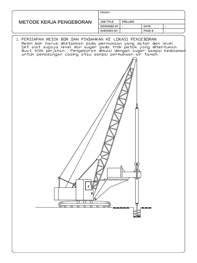 Metode Kerja Bored Pile-Kering (Dry Boring) | PDF