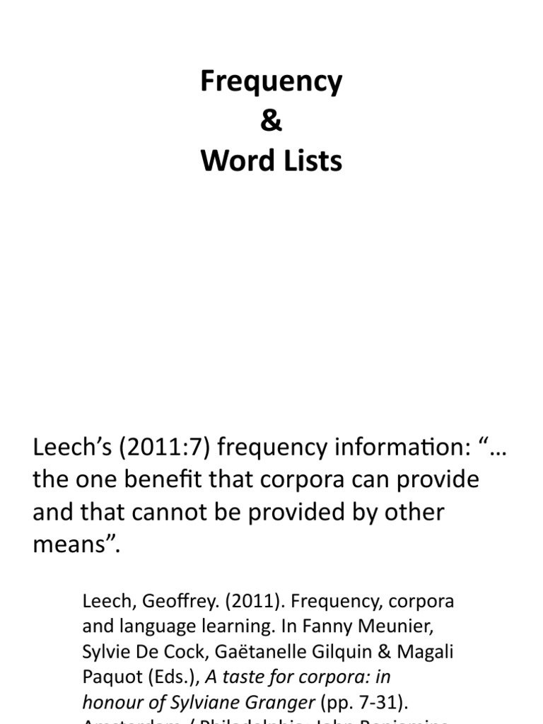 Frequency & Word Lists | PDF | Vocabulary | Linguistics