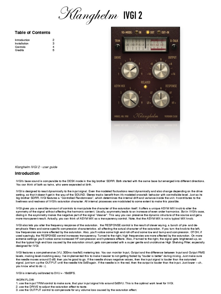 Ivgi 2: 2 Installation 3 Controls 4 Credits 5 | PDF | Electronics ...