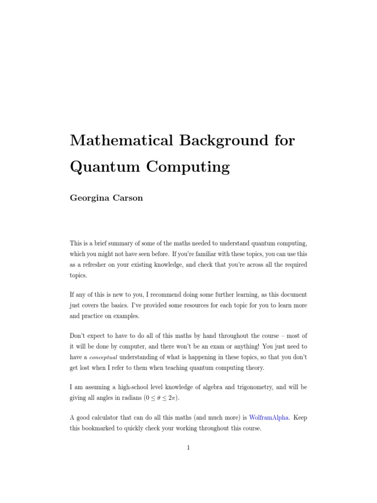 Mathematical Foundations for Understanding Quantum Computing | PDF ...